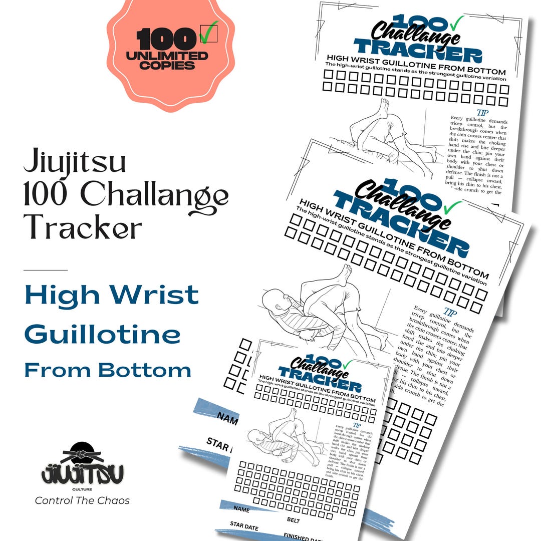 BJJ High Wrist Guillotine Tracker: Brazilian Jiu-jitsu Goal Sheet (PNG ...