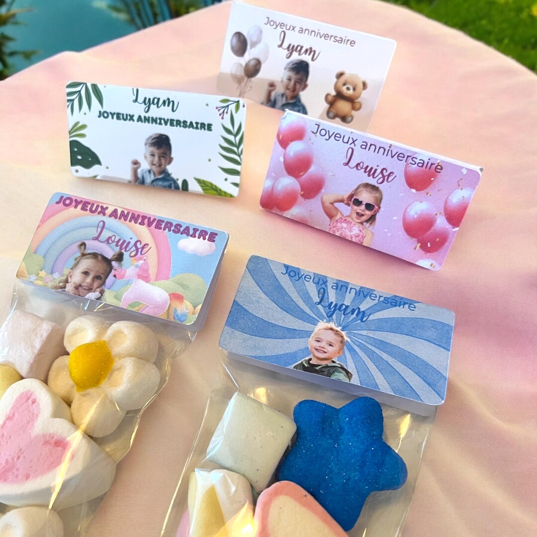 Personalized Candy Label Birthday Guest Gift - Marshmallow - Baptism ...