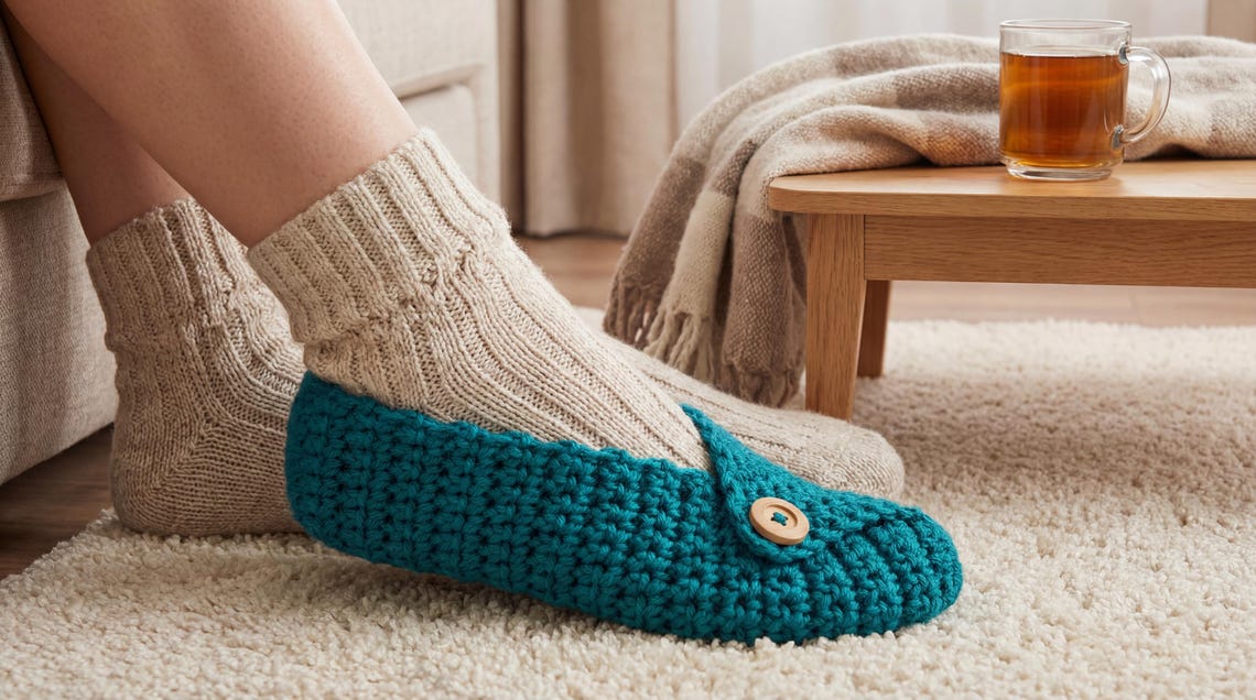 Crochet Crossover Slipper Pattern | DIY Wrap House Shoes (PDF Download ...