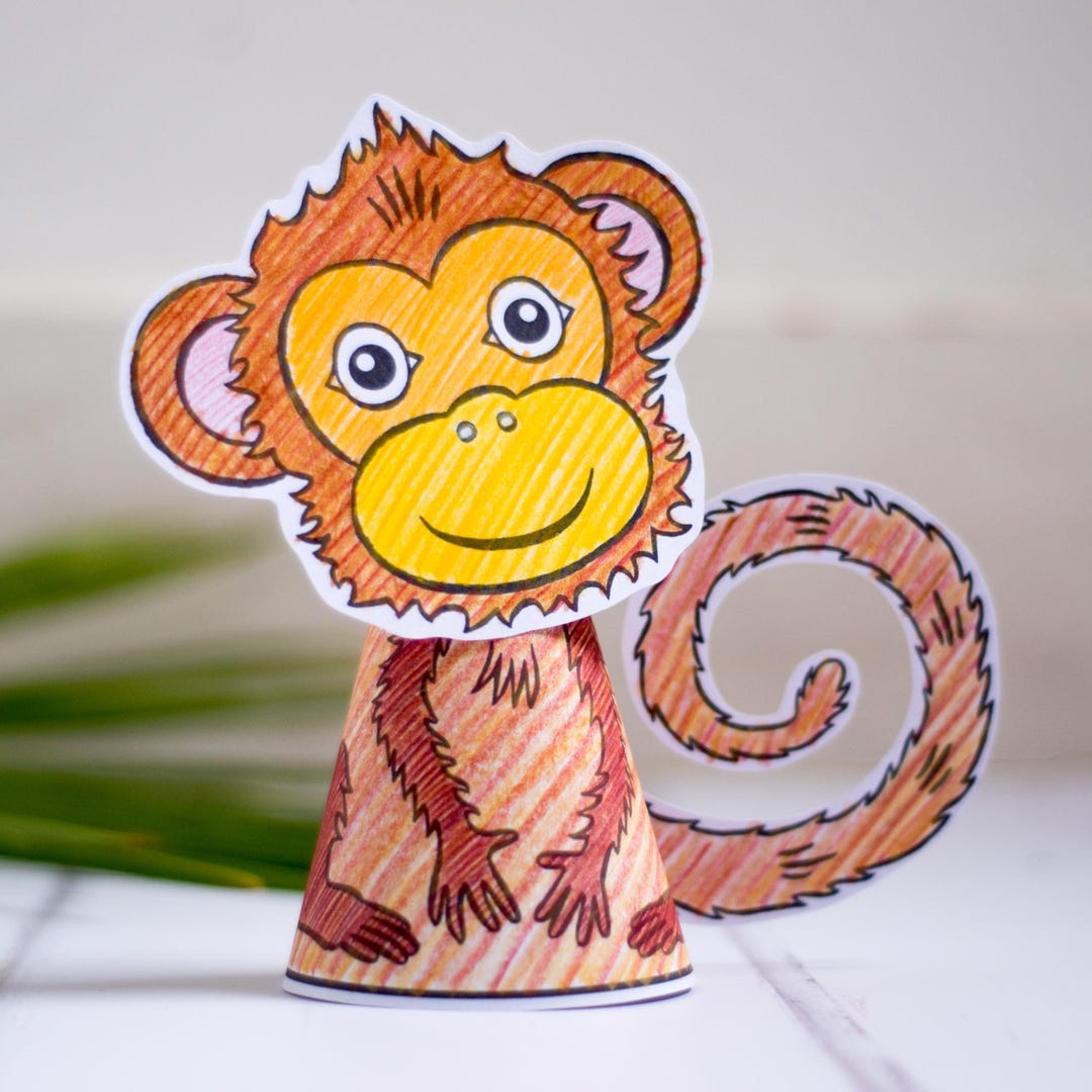 Papercraft Monkey – Printable Coloring Activity for Kids (digital ...