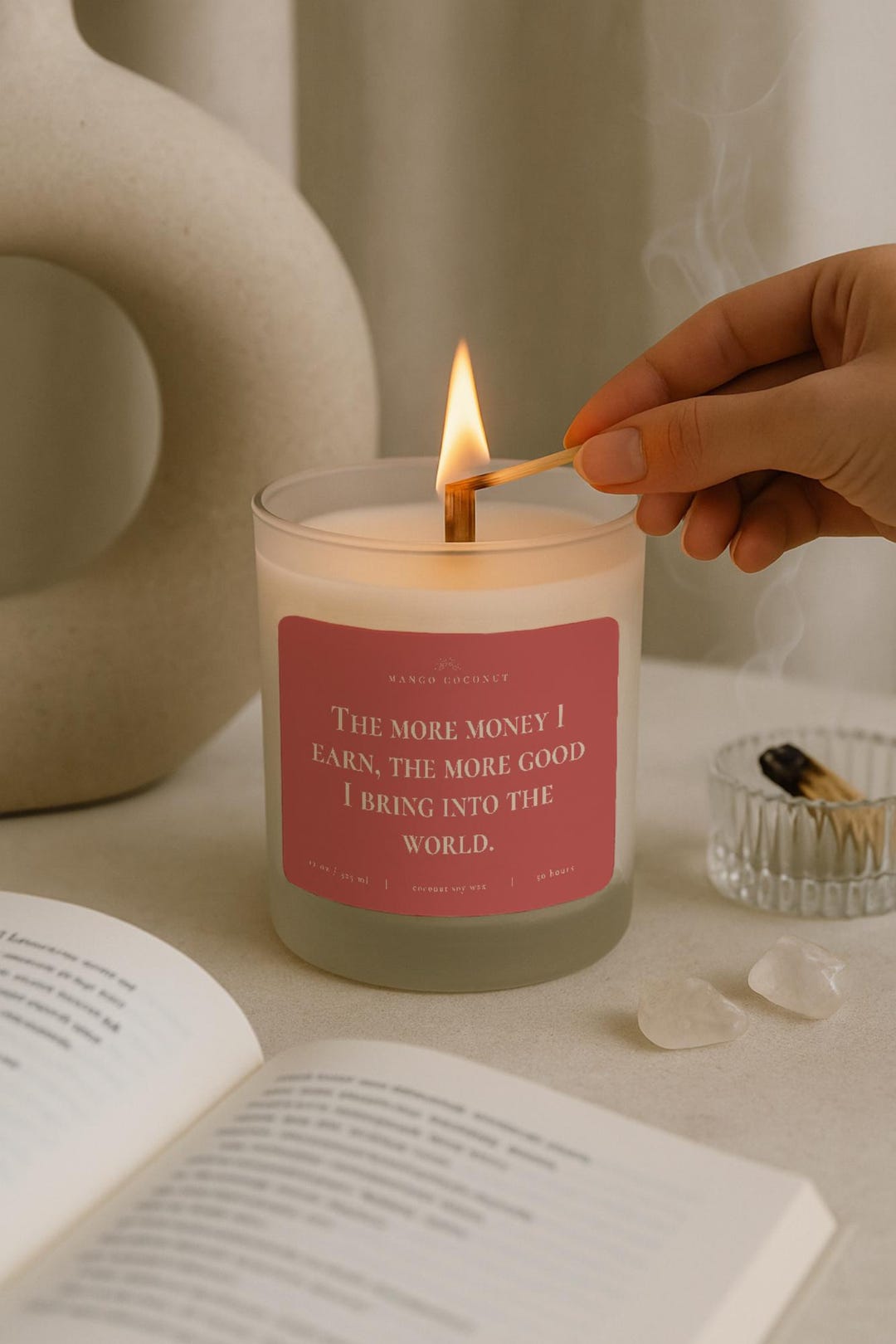 Money Attraction Candle, Strong & Positive Quote, Candle for ...