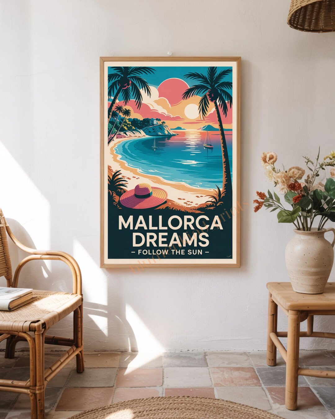 Mallorca Poster Digital Download | Printable Art Beach Scene | Mallorca ...