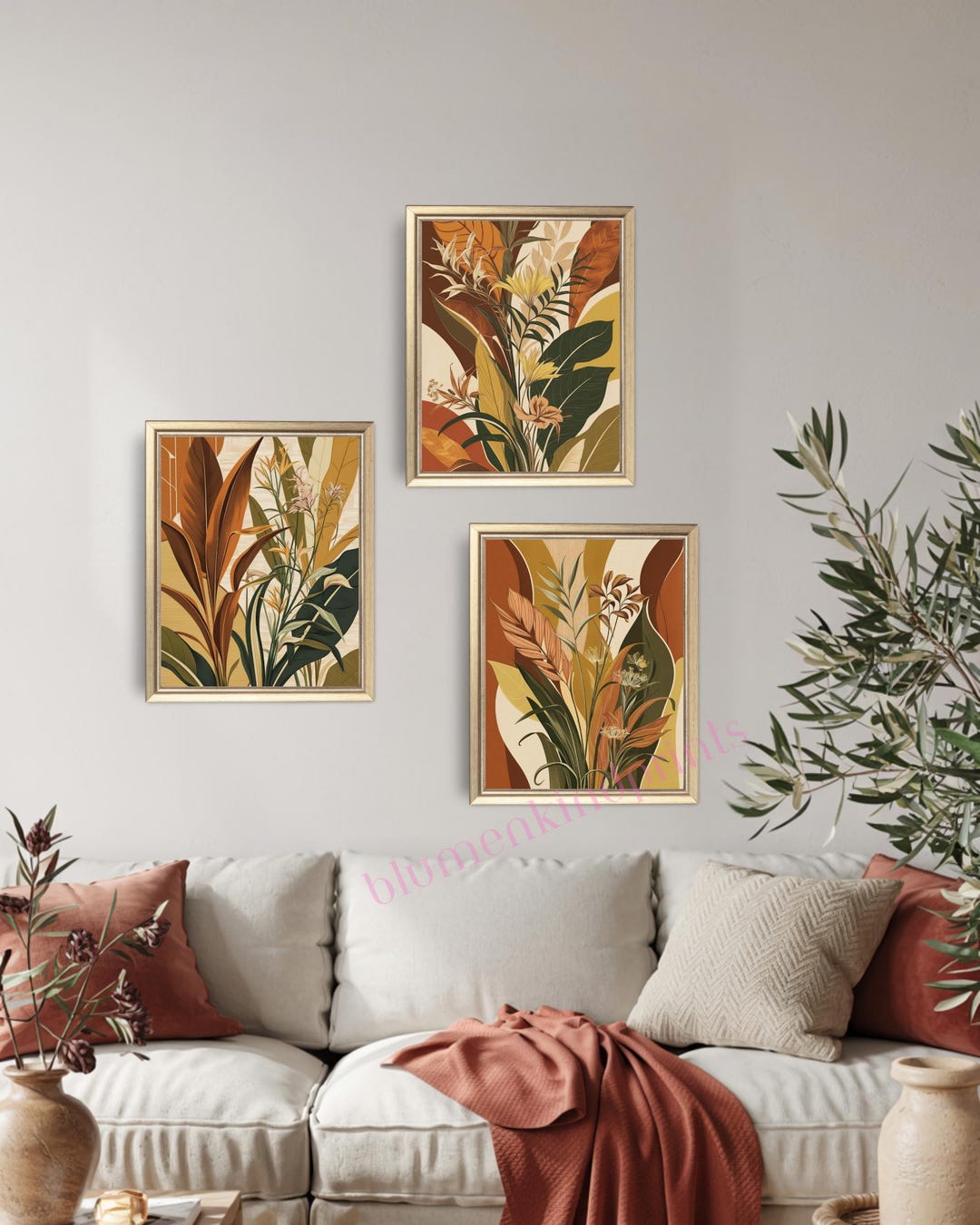 Botanical Poster Set | Vintage Boho Wall Art Plants | Living Room ...