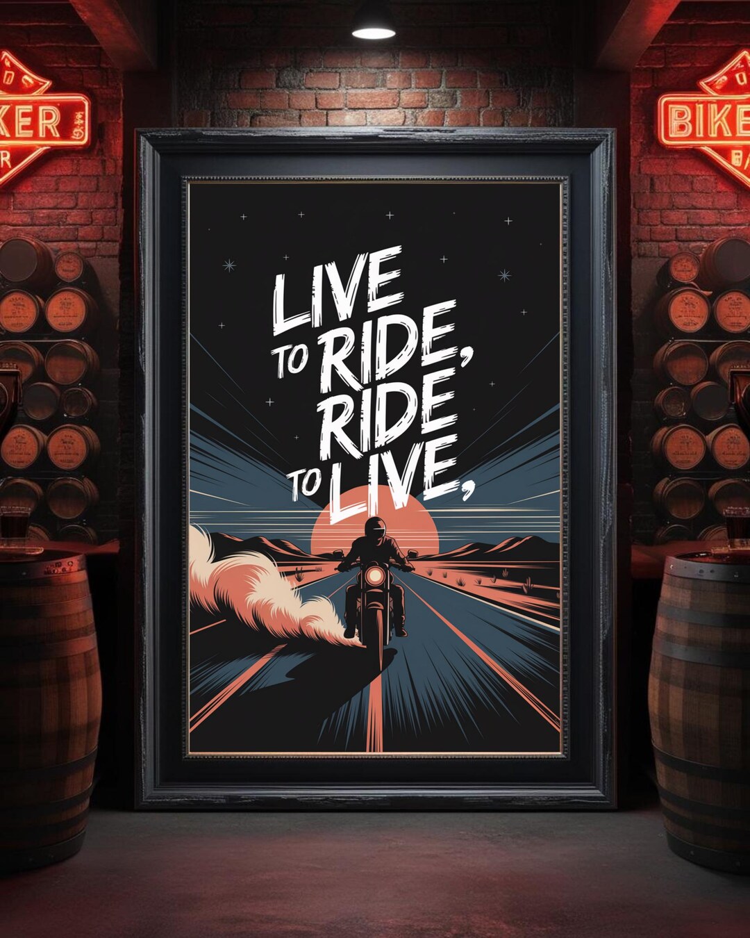 Biker Printable | Motorcycle Wall Art | Chopper Poster | Rocker Bar ...