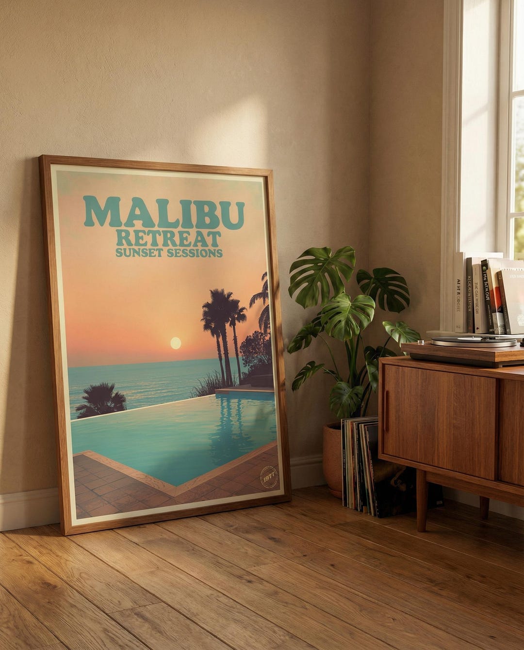 Malibu Beach Poster Retro | Retreat Travel Poster | California Sunset ...