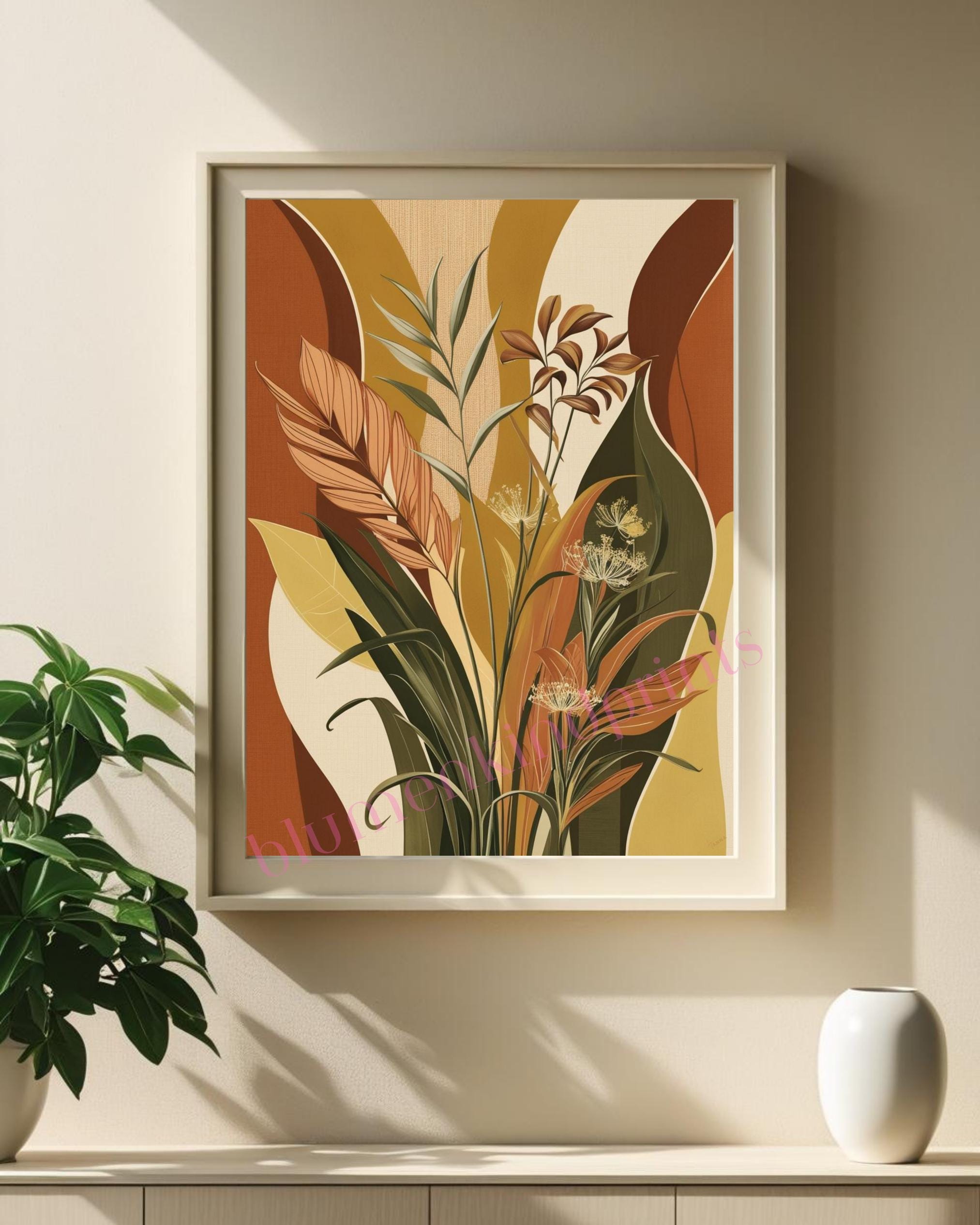 Botanical Poster Set | Vintage Boho Wall Art Plants | Living Room ...