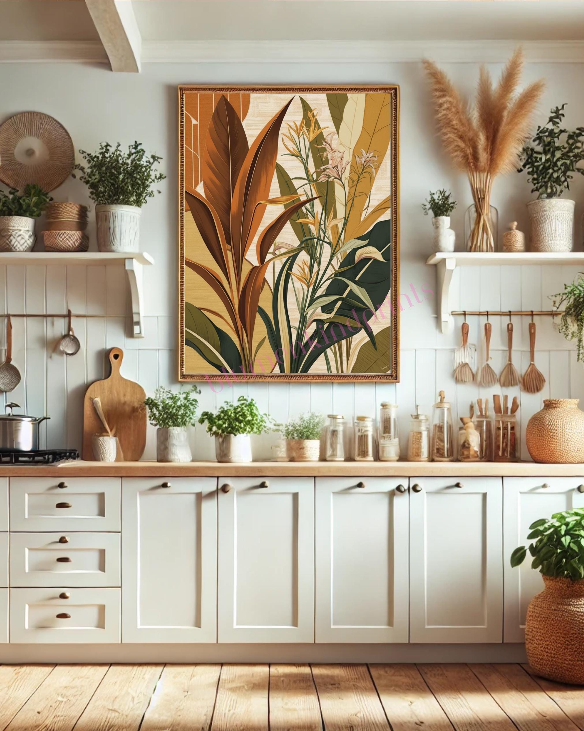 Botanical Poster Set | Vintage Boho Wall Art Plants | Living Room ...