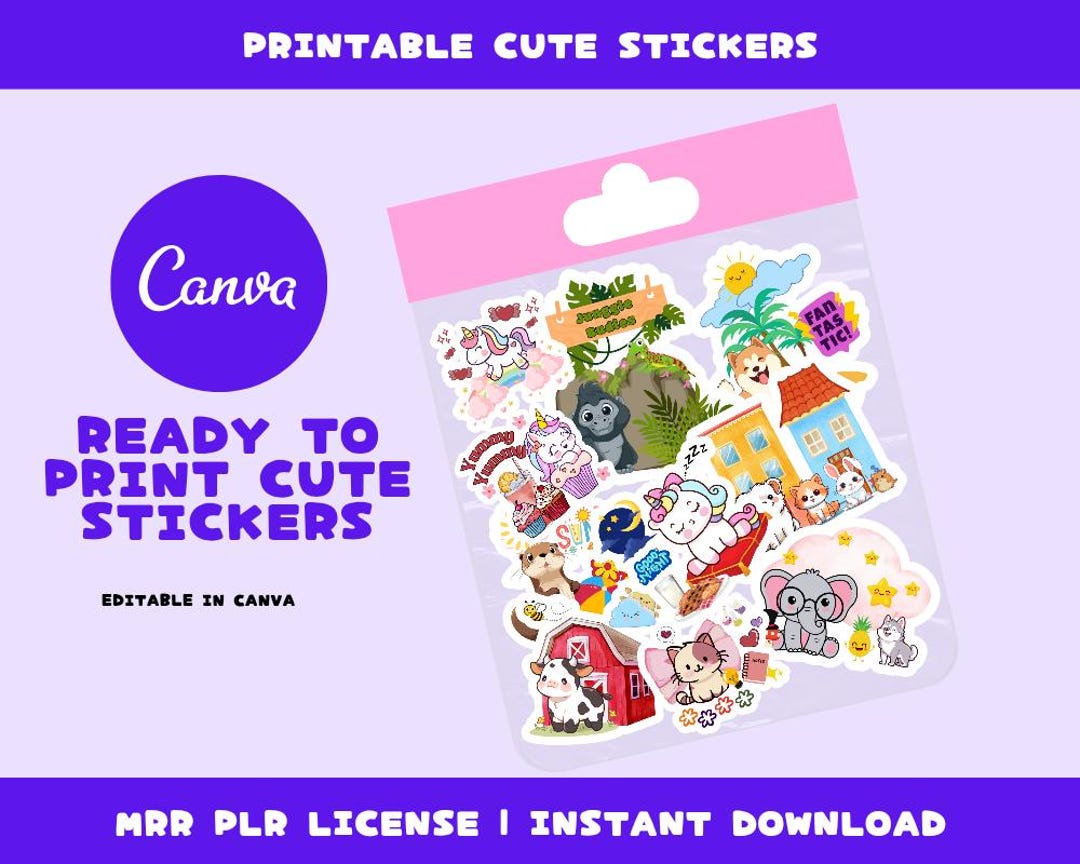 Cute Printable DIY Stickers Ready to Print Sticker Journals Planners ...