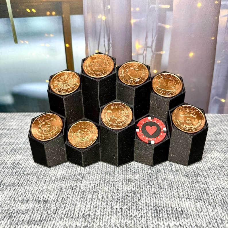 Collectible Coin Display Stand: Angled Pedestal for 9 Coins or Tokens ...