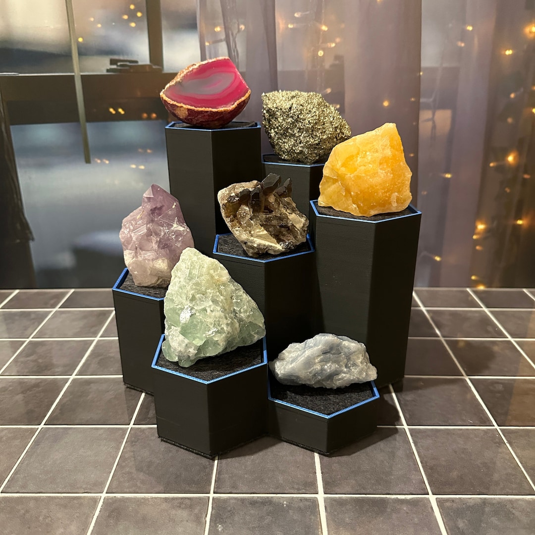 You Choose the Colors - Crystal Display Pedestal Stand 7 Large Hexagon ...