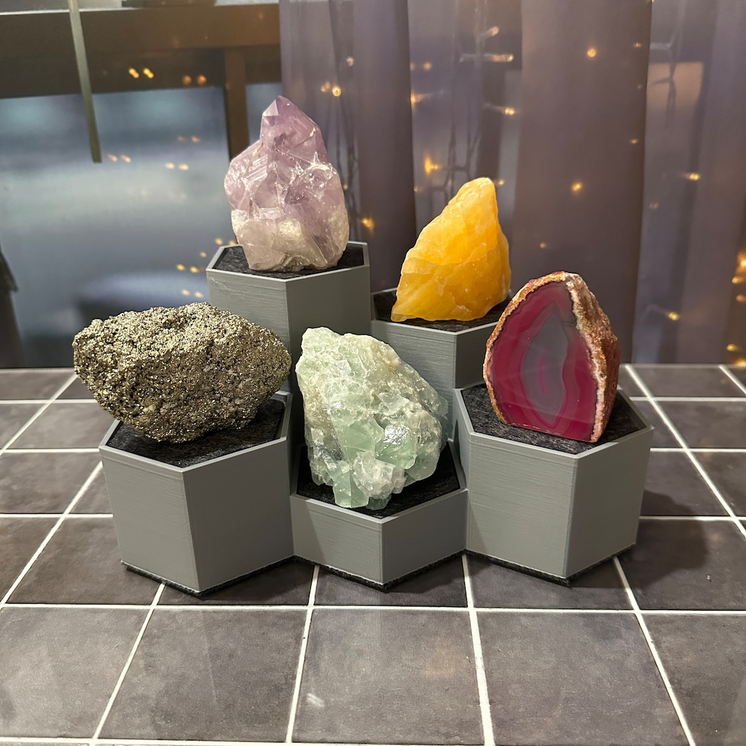 You Choose the Colors - Crystal Display Pedestal Stand 5 Large Hexagon ...