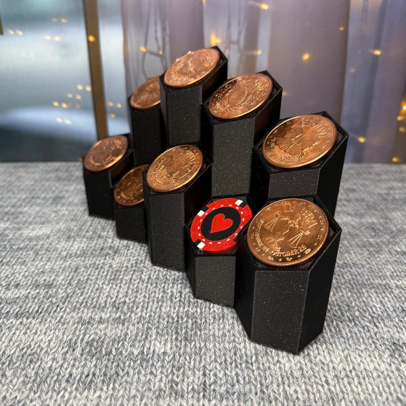 Collectible Coin Display Stand: Angled Pedestal for 9 Coins or Tokens ...