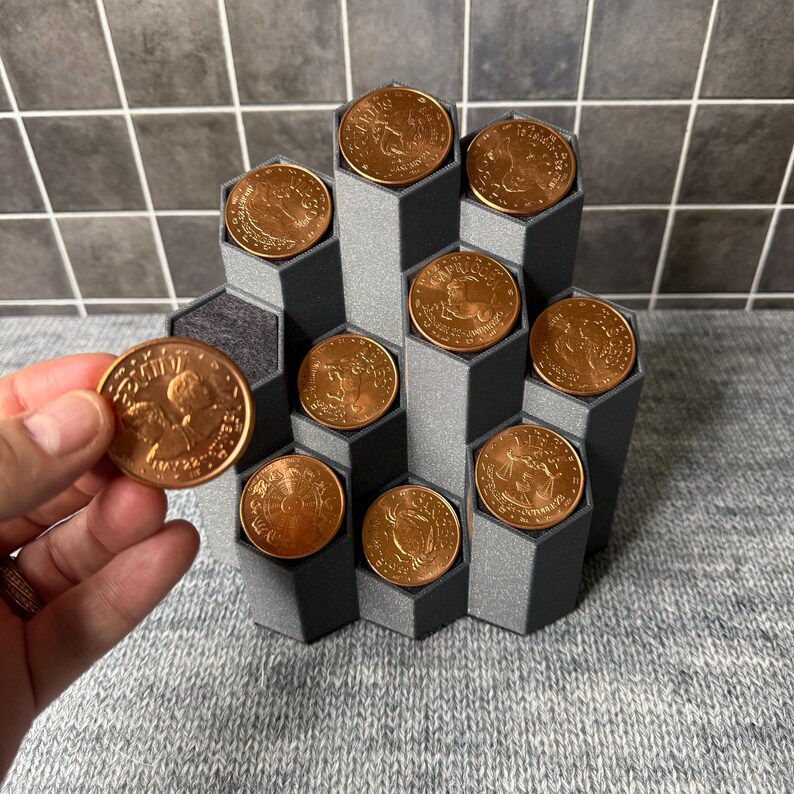3D Printed Coin Display Stand: Angled Pedestal for 10 Collectible Coins ...