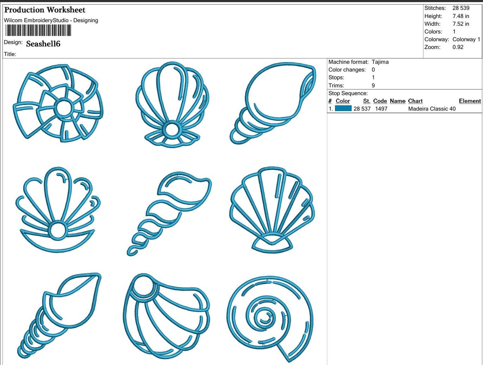 Seashell Embroidery Design, Nautical Summer Embroidery Machine File ...