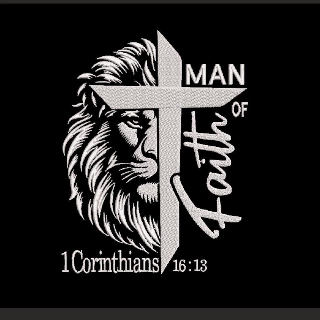 Man of Faith Lion Embroidery Design: Bible Verse (digital Download). - Etsy