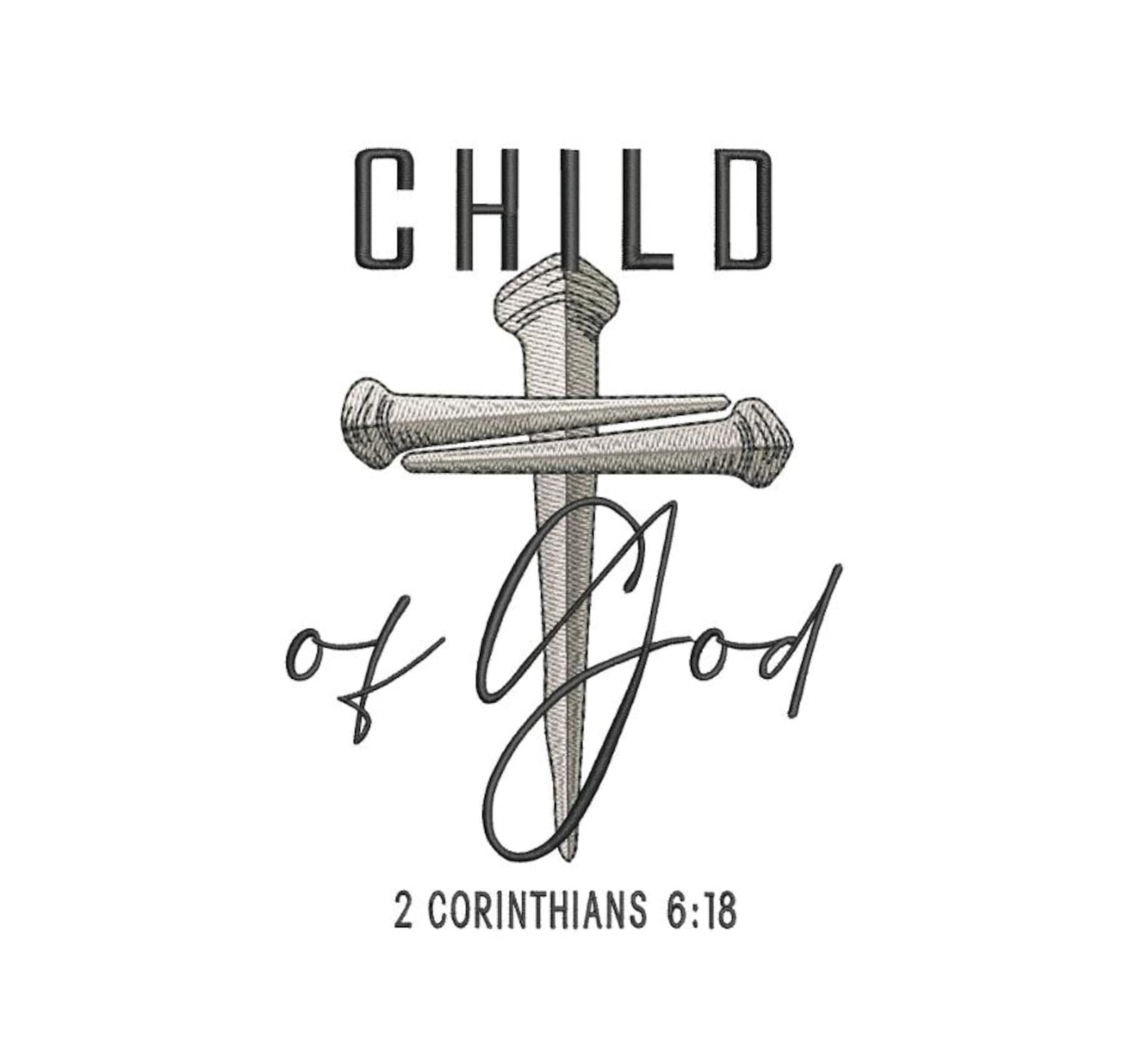 Child of God Embroidery Design: Christian Faith Quote. - Etsy