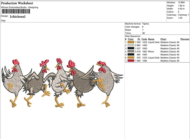 Dancing Chickens Embroidery Design – 4 Sizes Included – Funny Farm ...