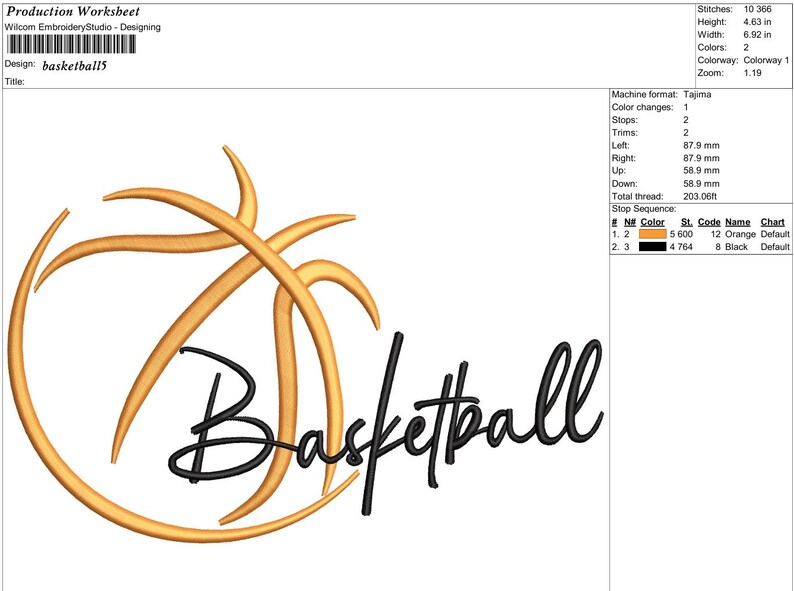 Basketball Team Embroidery Design: Logo, Name Template (7 Sizes ...
