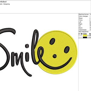 Smile Machine Embroidery Design, Happy Face Embroidery, 4 Sizes. - Etsy