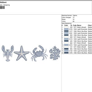 Sea Creatures Embroidery Design, Embroidery Machine File , Summer Beach ...