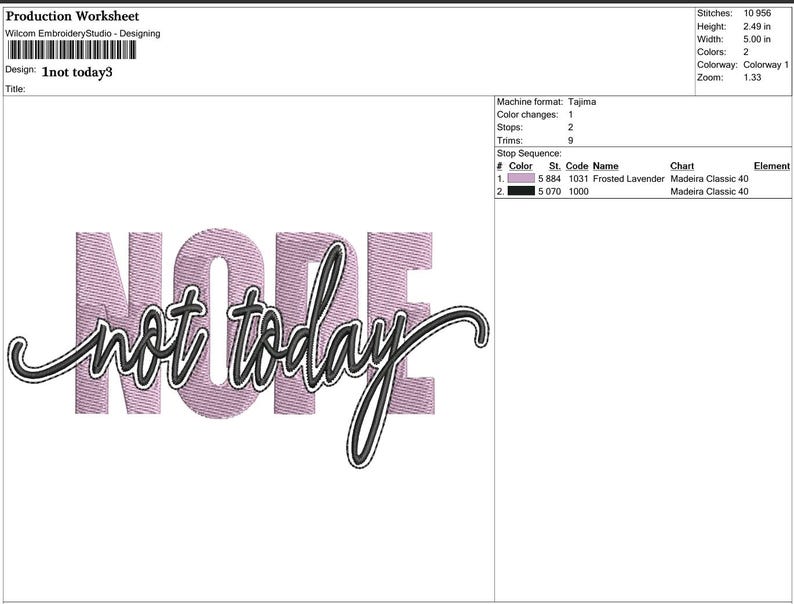 Nope Not Today Embroidery Design: Sarcastic Quote (instant Download) - Etsy