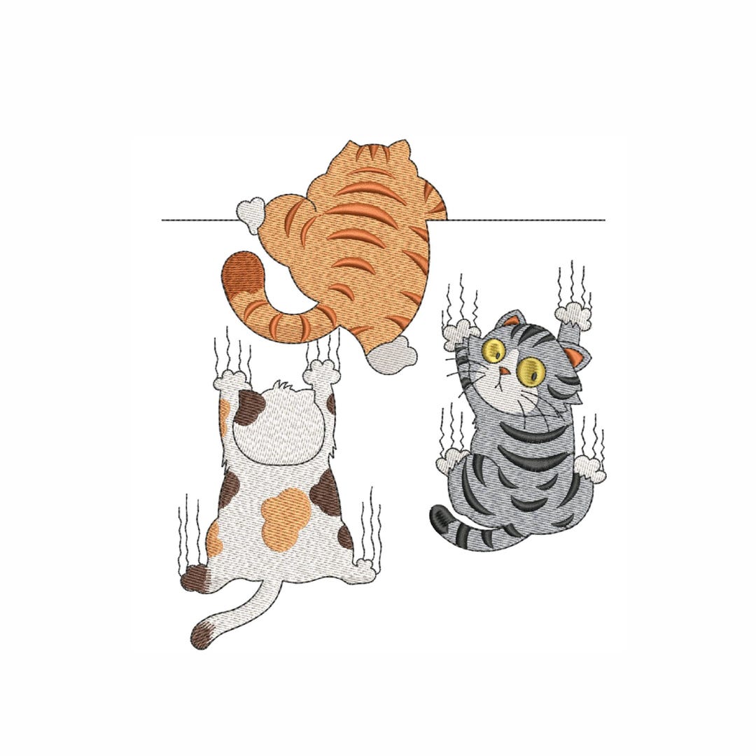 Funny Scratching Cats Embroidery Design: Set of 3 (5 Sizes) (digital ...