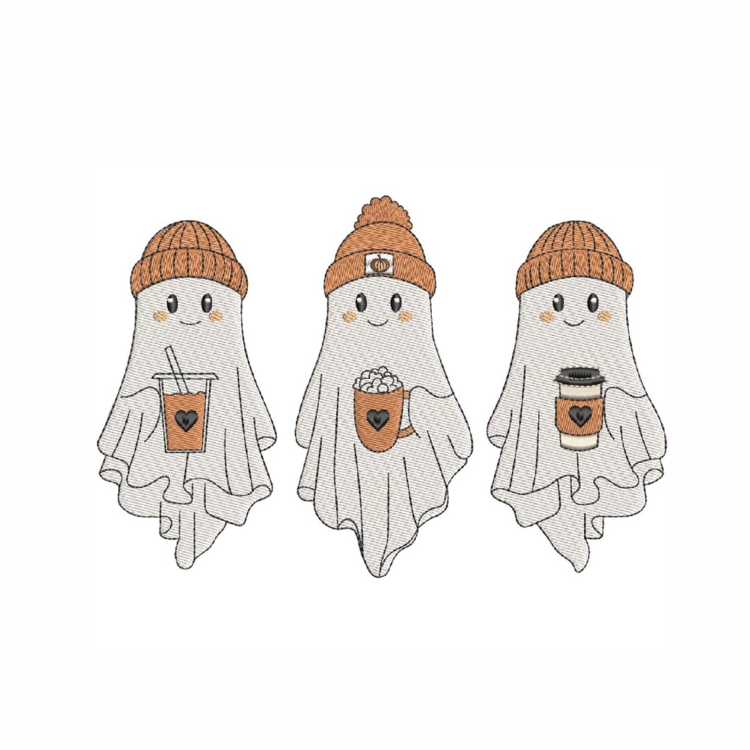 Halloween Ghosts Machine Embroidery Design – Spooky Trio (instant ...