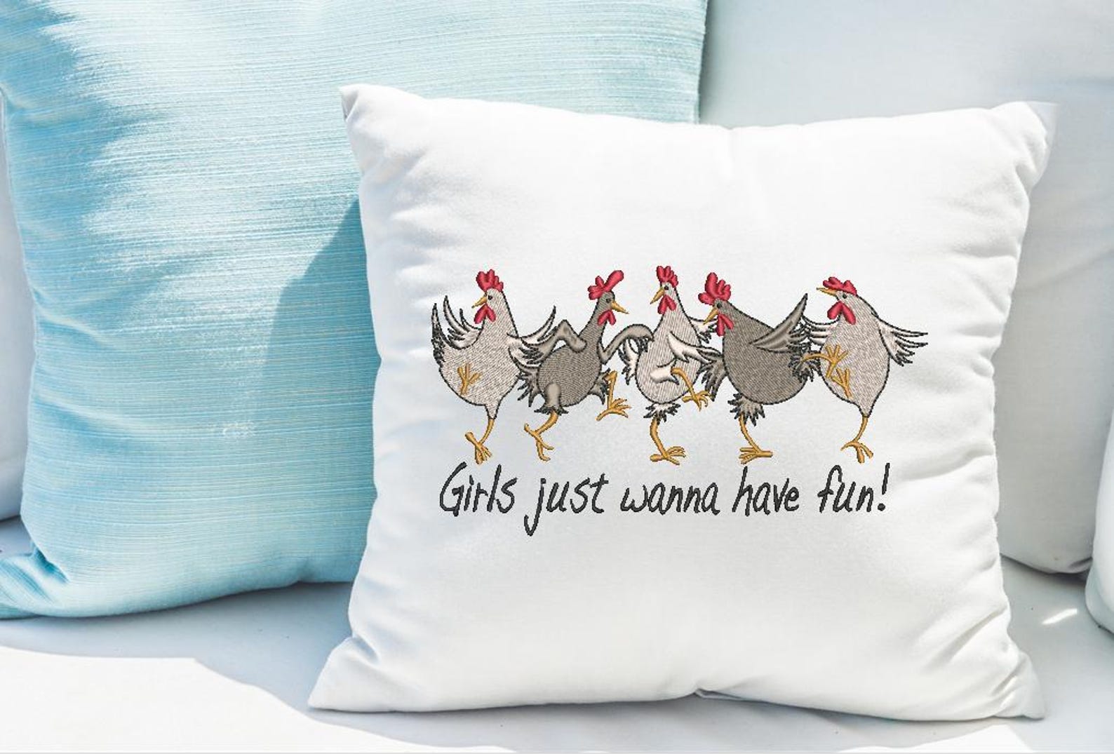 Funny Chicken Dance Embroidery Design: Girls Just Wanna Have Fun (4 ...