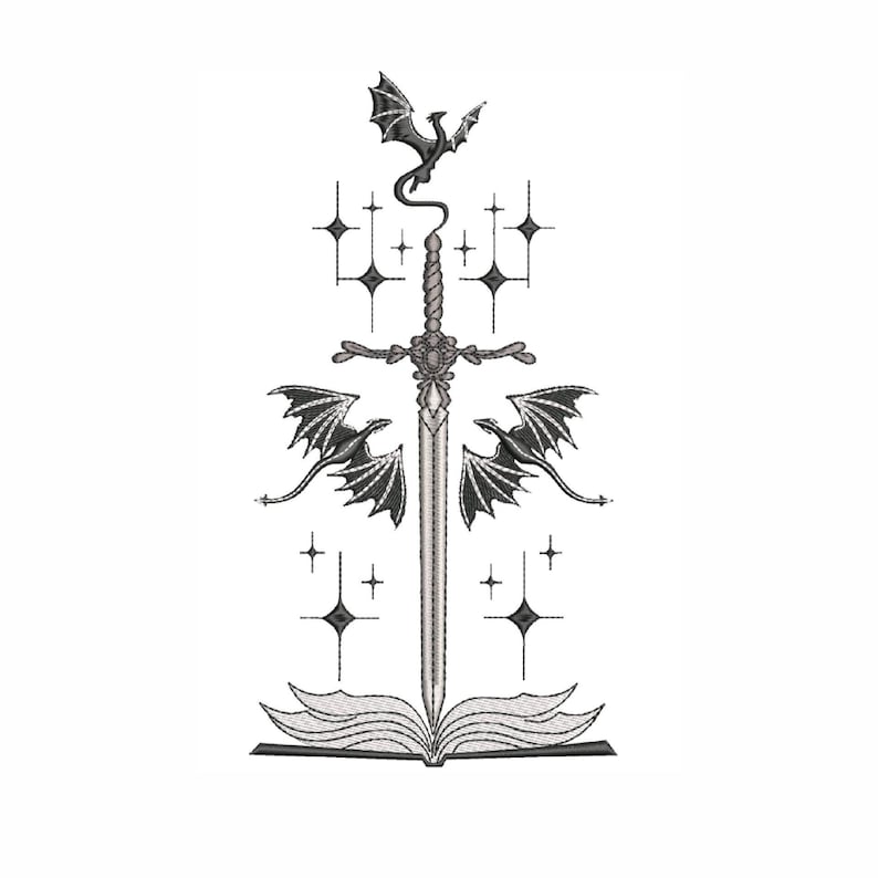 Dragon Sword Embroidery Design – Fantasy Book Magical Machine ...