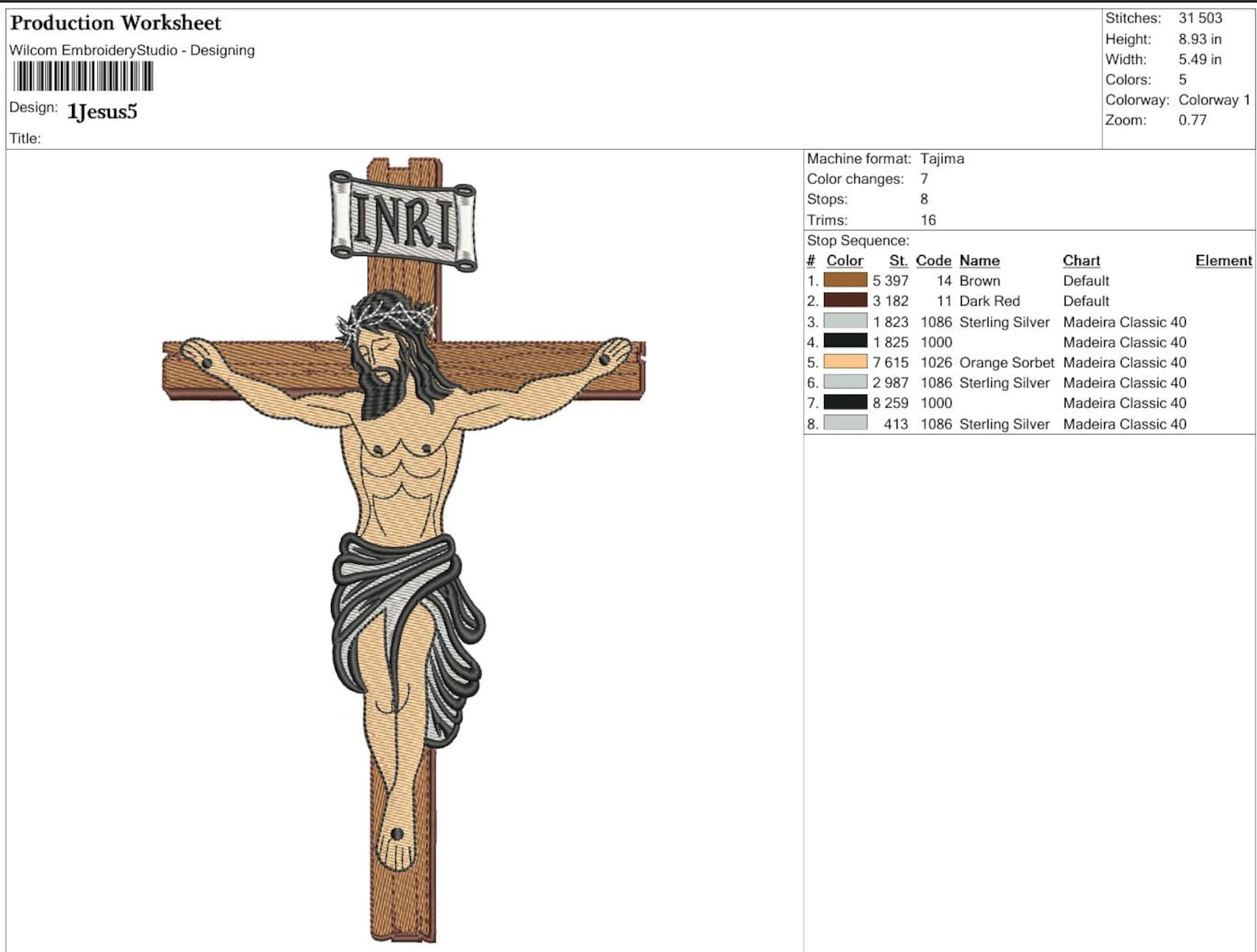 Jesus Crucifix Embroidery Design With INRI – 8 Sizes (machine ...