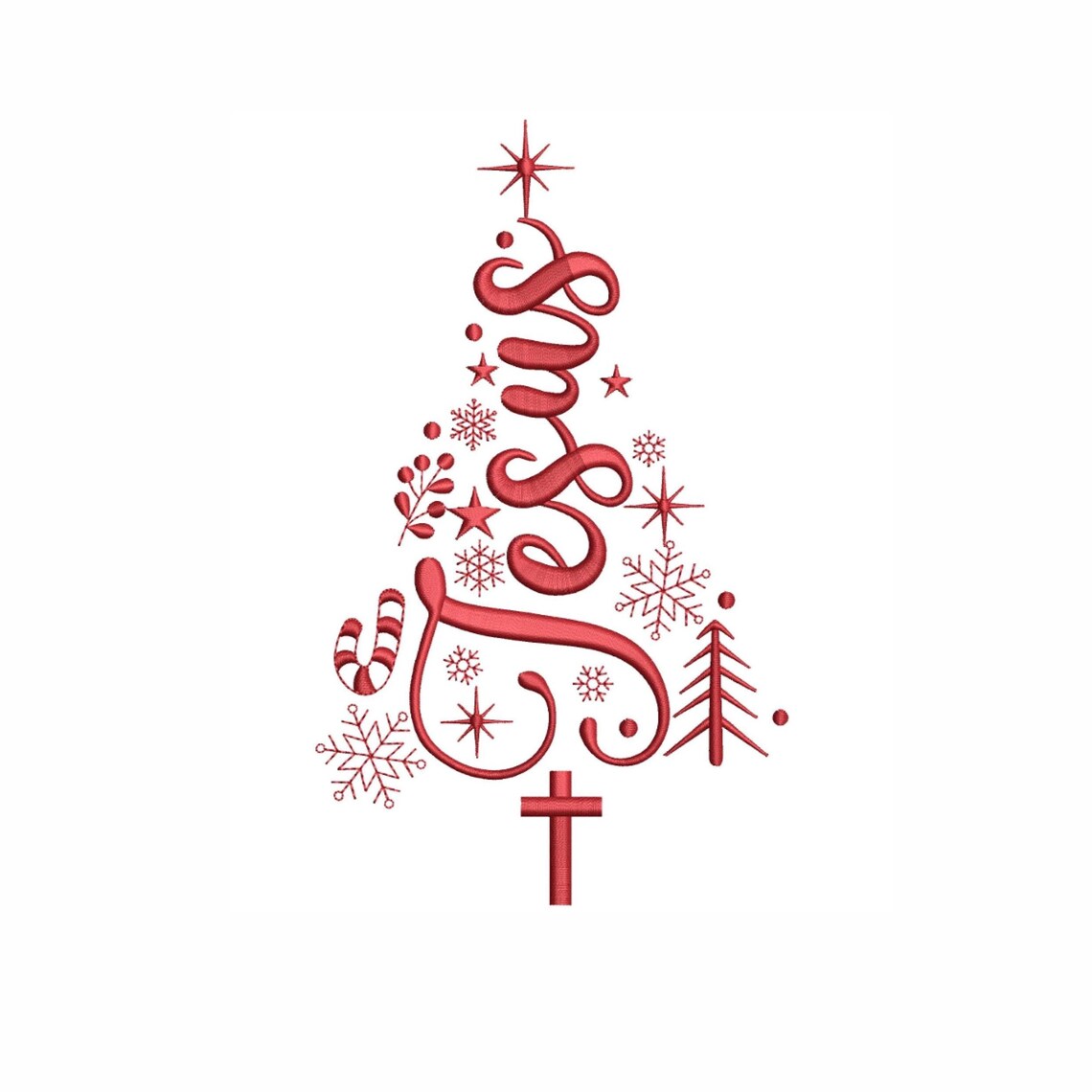 Jesus Christmas Tree Embroidery Design, Holiday Machine Embroidery File ...