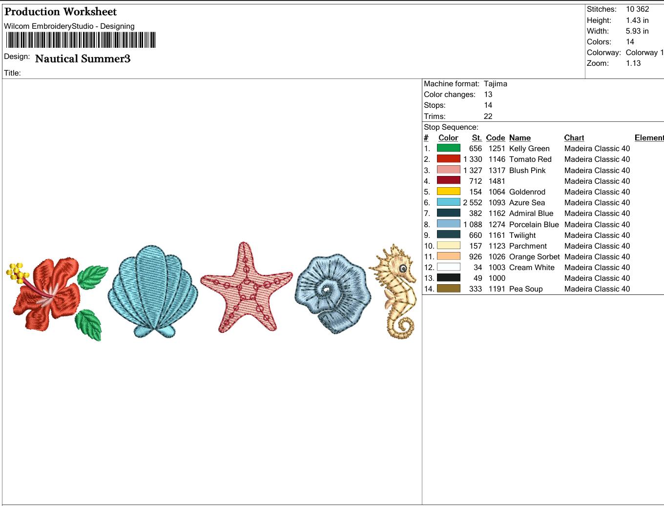 Sea Life Embroidery Design: Nautical Summer Machine File (digital ...