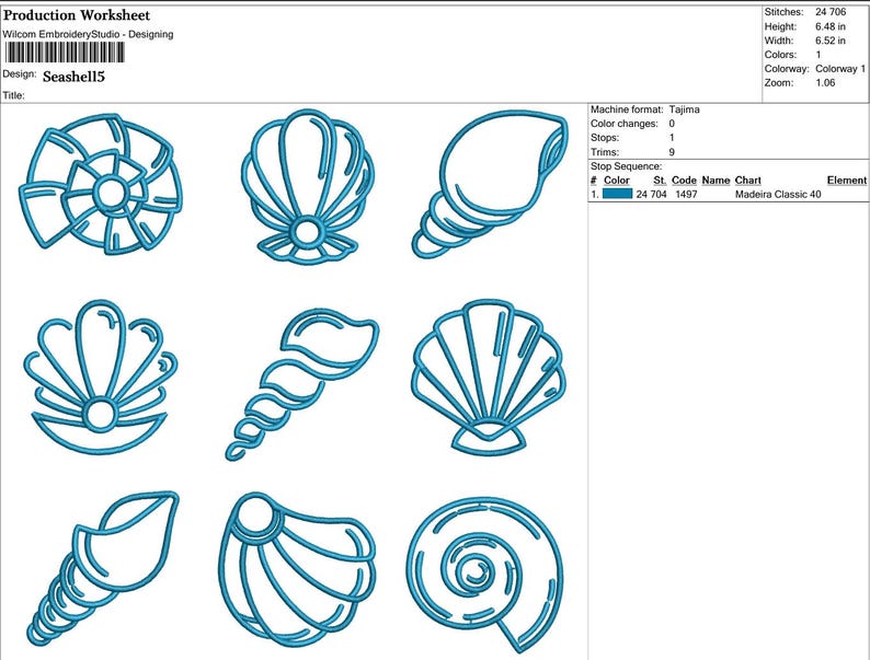 Seashell Embroidery Design, Nautical Summer Embroidery Machine File ...