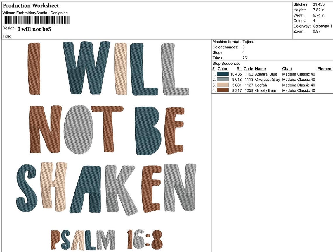 I Will Not Be Shaken Embroidery Design: Boho Christian Verse (digital ...