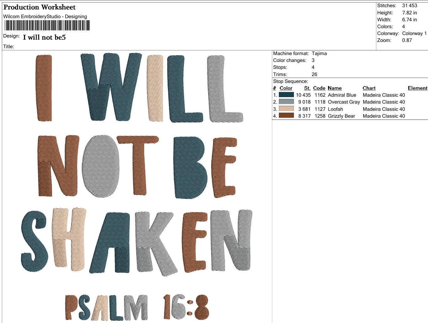 I Will Not Be Shaken Embroidery Design: Boho Christian Verse (digital ...