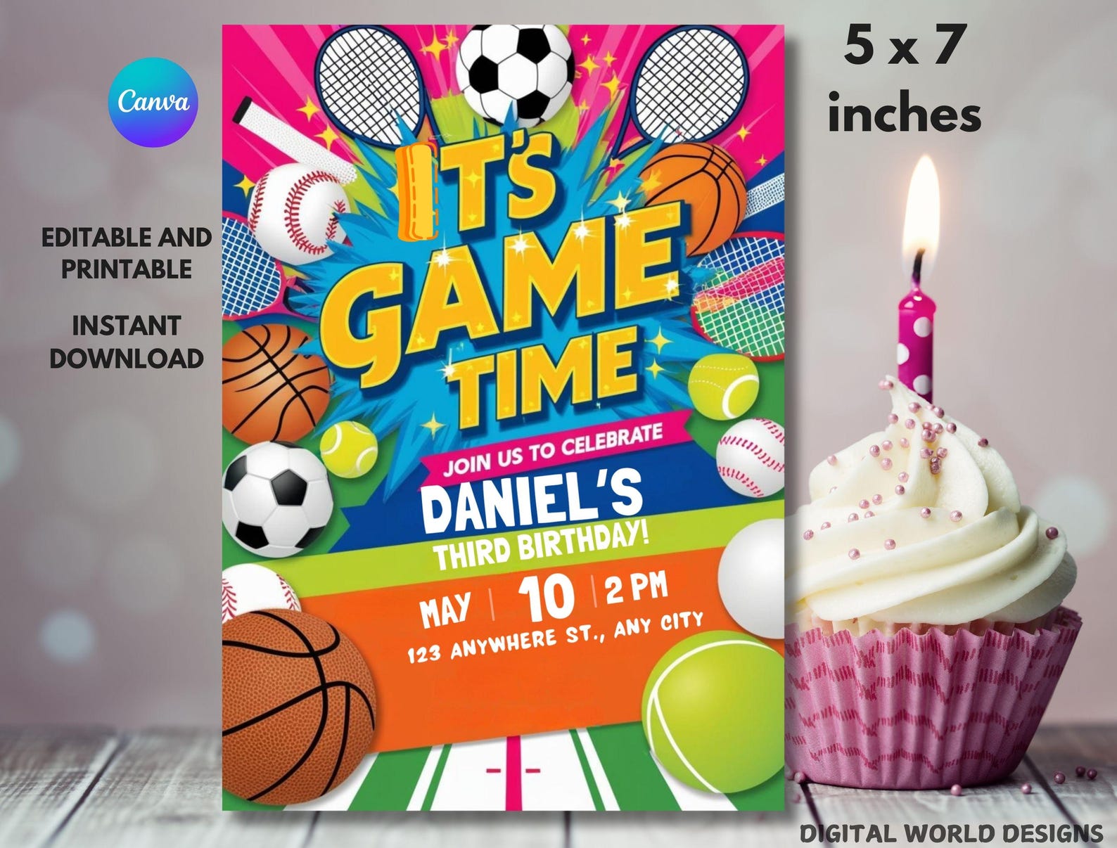 Editable Sports Birthday Invitation: All-star Theme (digital Download ...