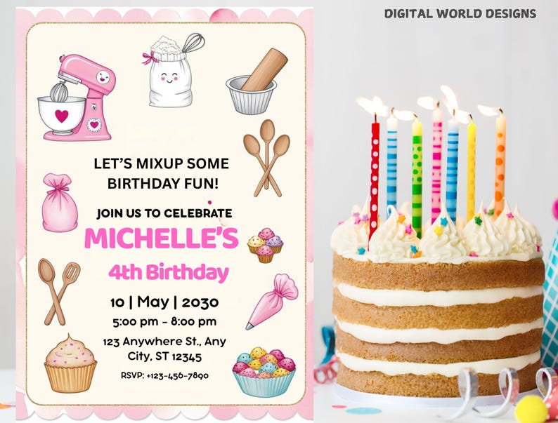 Editable Baking Birthday Invitation Template, Cooking Birthday Invite ...