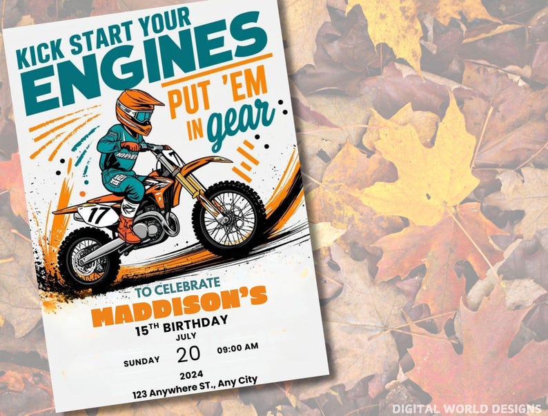 Editable Dirt Bike Birthday Invitation: Motocross Party Theme (PDF) - Etsy