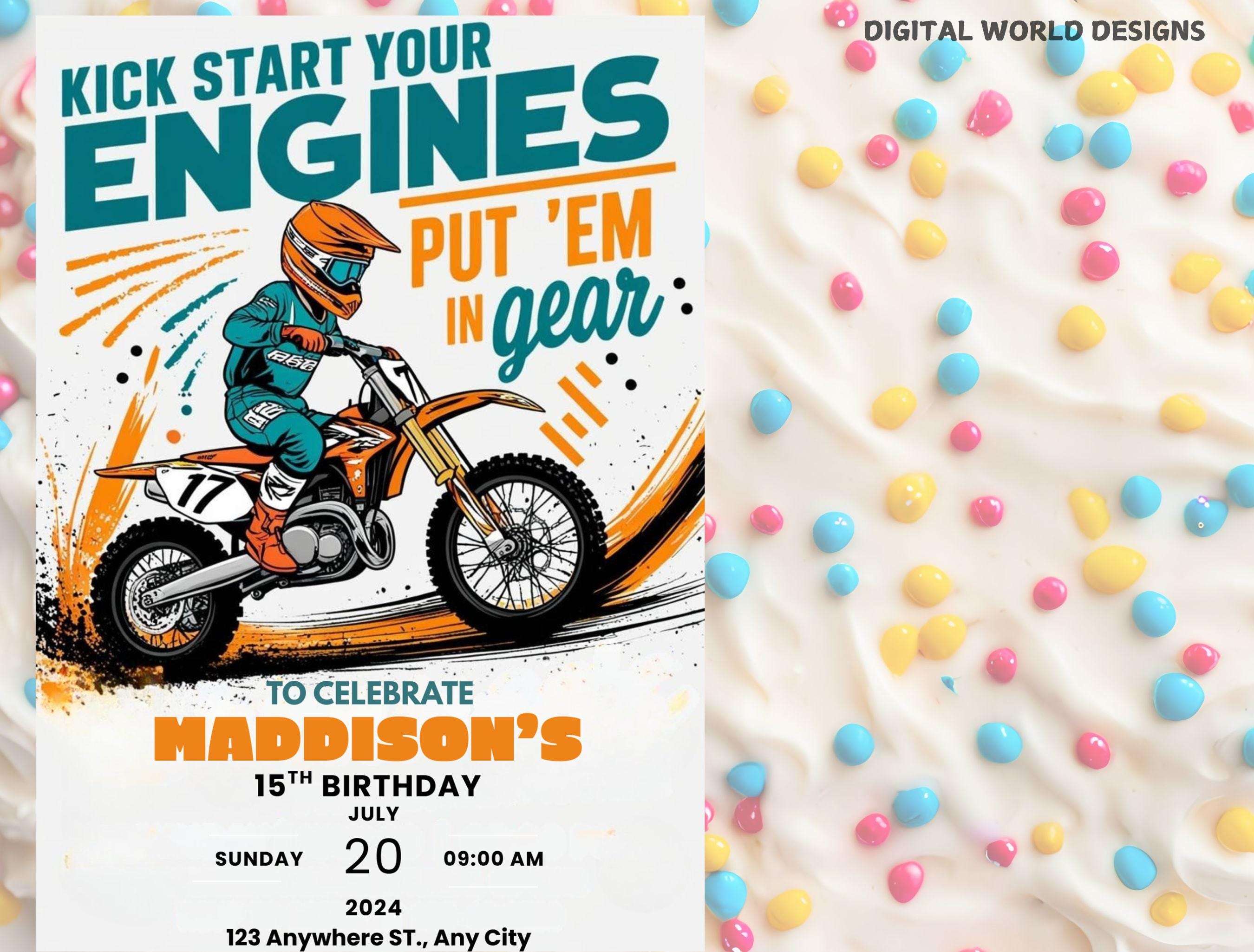 Editable Dirt Bike Birthday Invitation: Motocross Party Theme (PDF) - Etsy