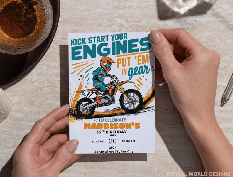 Editable Dirt Bike Birthday Invitation: Motocross Party Theme (PDF) - Etsy