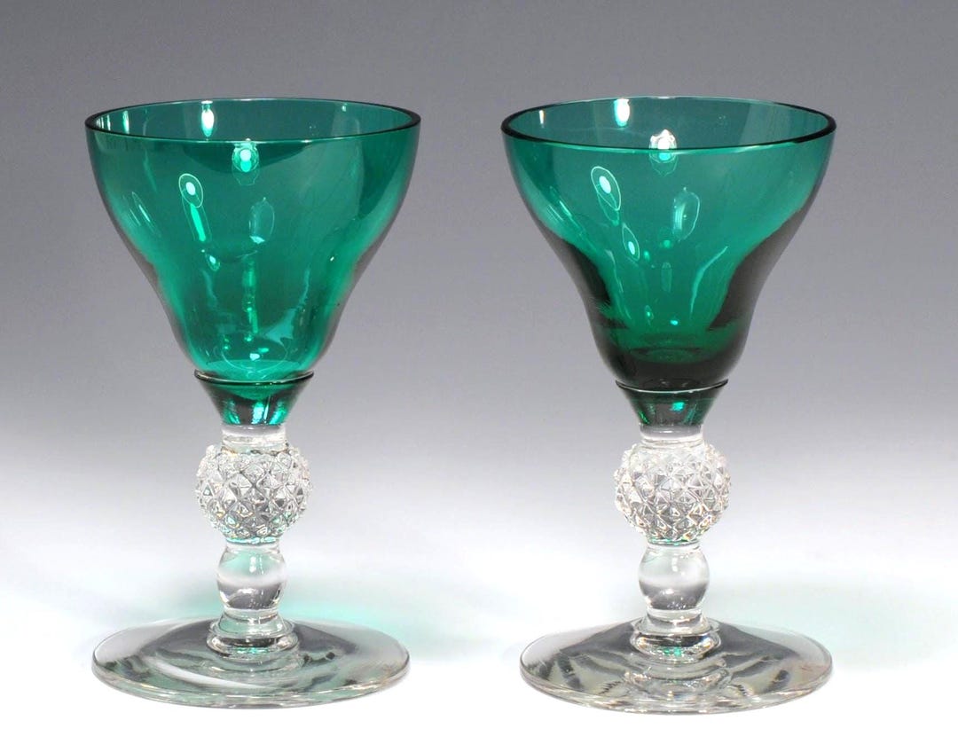 Morgantown Glass Co. - Two Cordials - Golf Ball Design - Old English ...