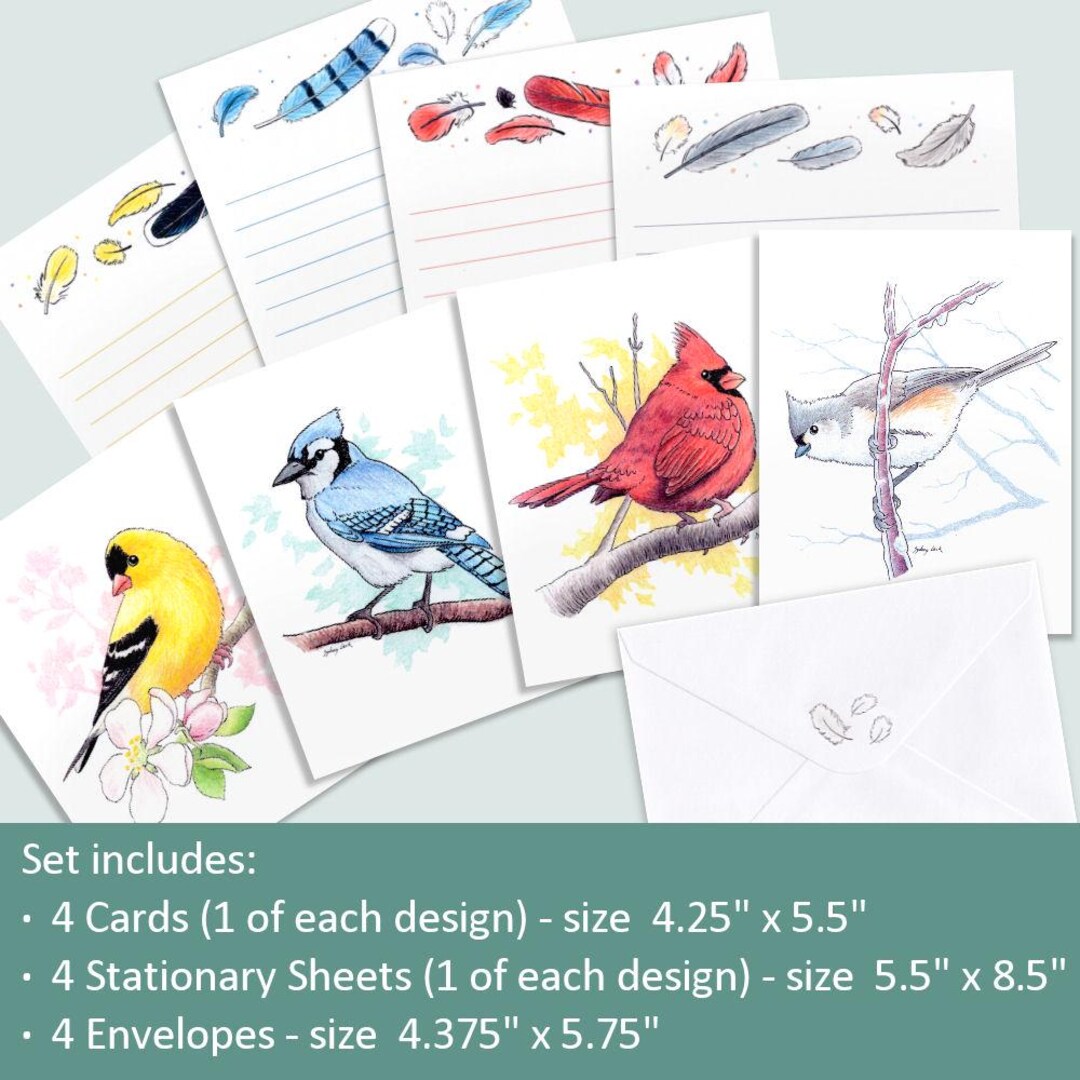 Seasonal Songbirds Note Card Collection - Cards and Stationary Set - Etsy