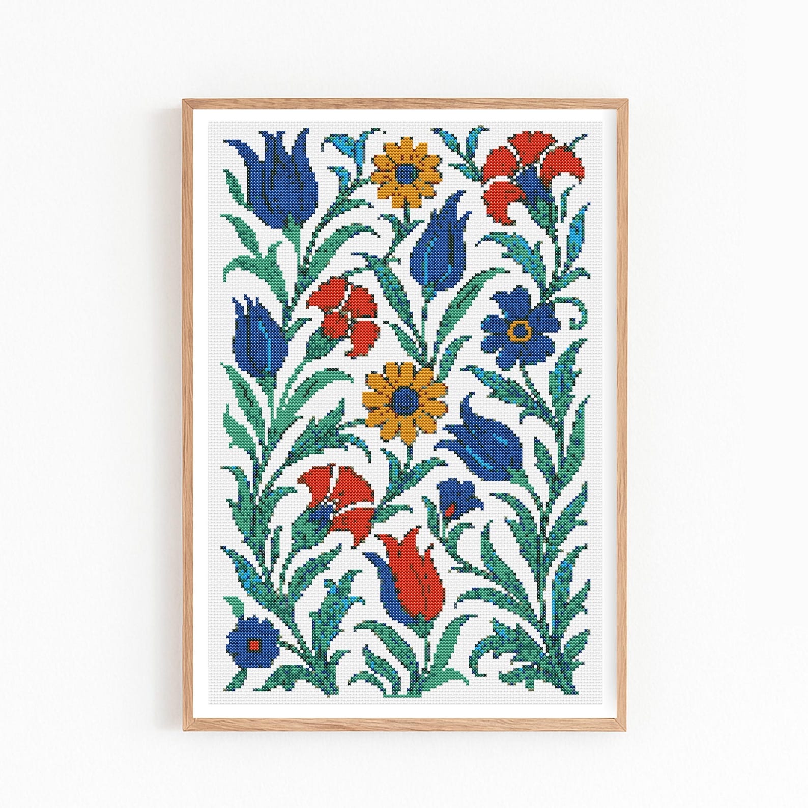 Turkish Tile Art Cross Stitch Pattern, Ottoman Ceramic Sampler ...