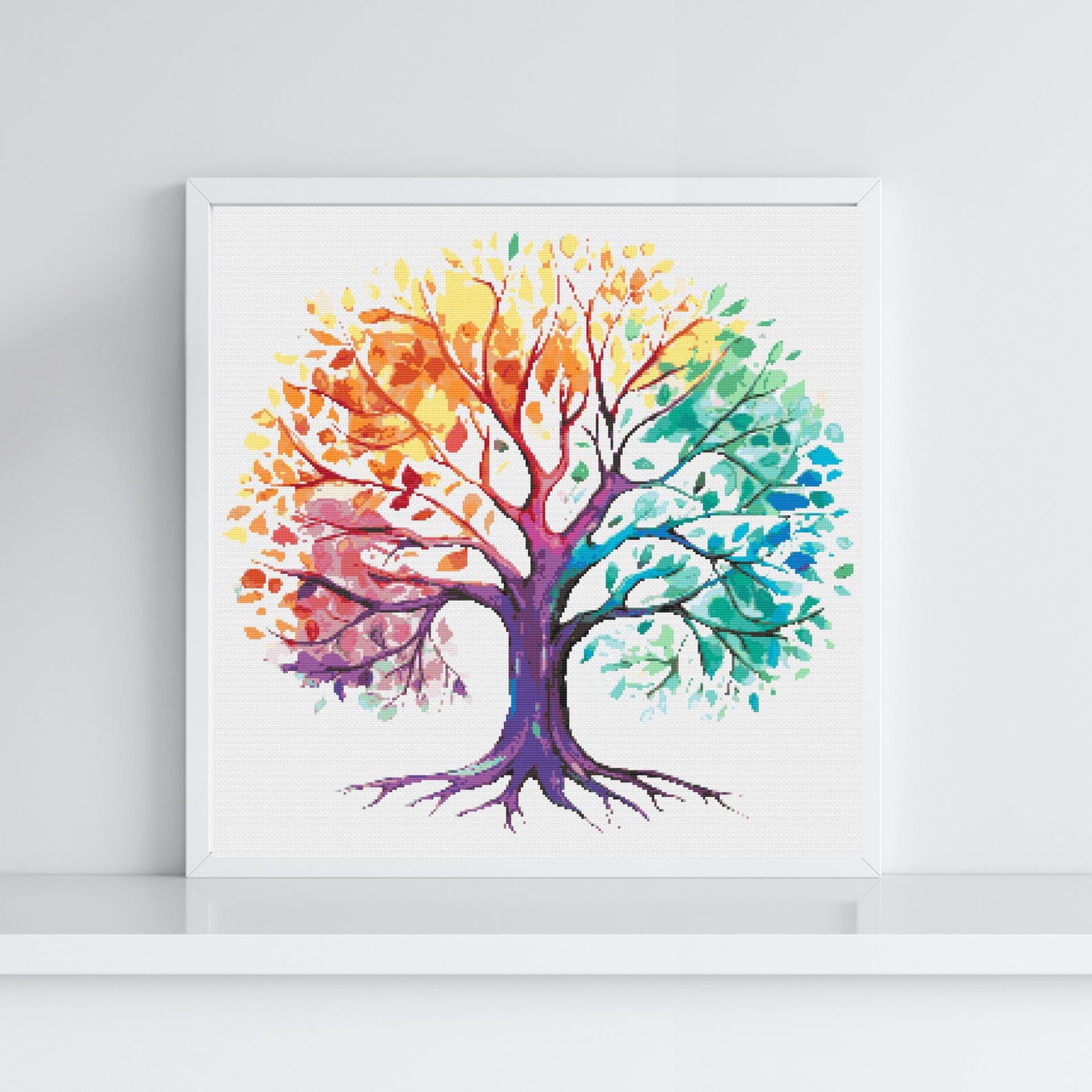 Tree of Life Cross Stitch Pattern, Crossstitch Tree of Life, Colorful ...