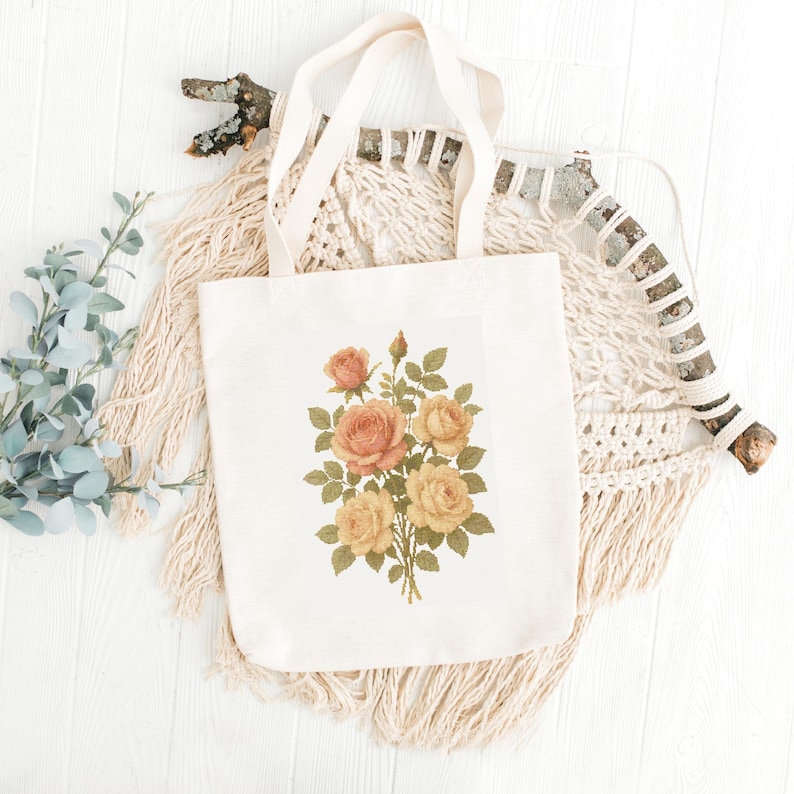 Vintage Roses Cross Stitch Pattern – Victorian Garden Floral Embroidery ...