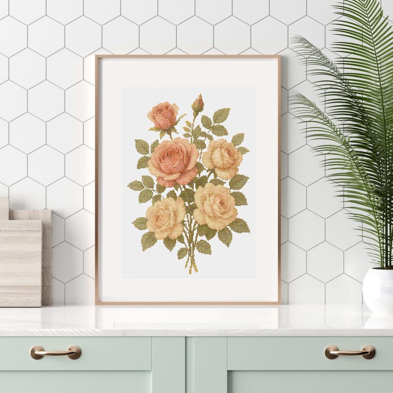 Vintage Roses Cross Stitch Pattern – Victorian Garden Floral Embroidery ...