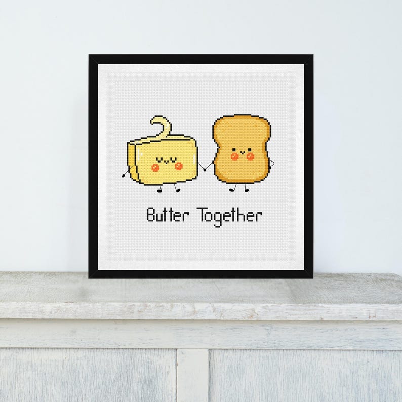 Butter Together Cross Stitch Pattern | Cute Breakfast Cross Stitch ...