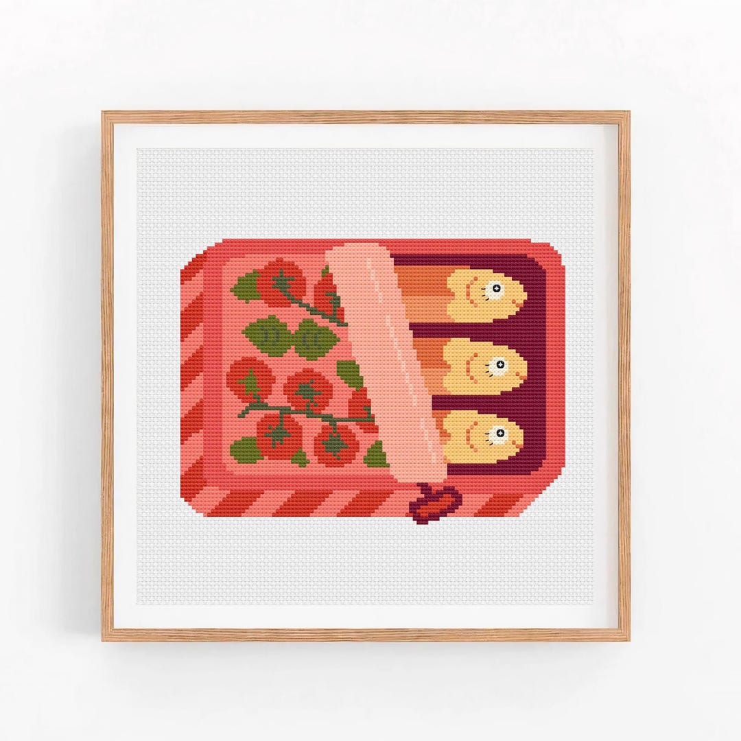 Sardines Can Cross Stitch Pattern | Funny Sardine Stitching | Retro ...