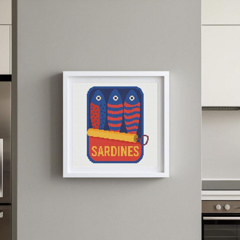Sardines Can Cross Stitch Pattern, Funny Fish Tin Embroidery, Sardine ...