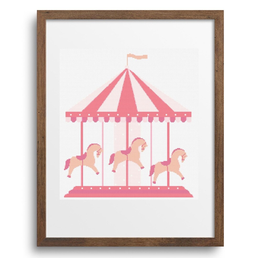 Carousel Cross Stitch Pattern | Pastel Baby Nursery Cross Stitch PDF ...